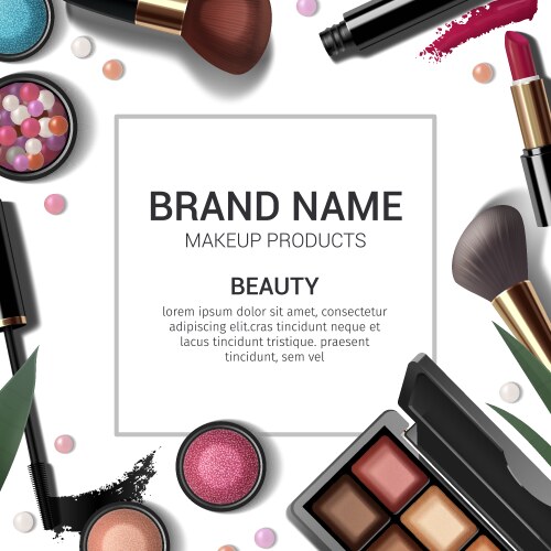 Realistic cosmetic makeup poster Royalty Free Vector Image