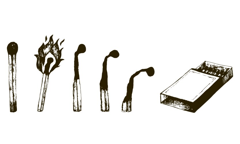 Burning match sketch Royalty Free Vector Image