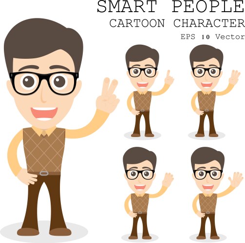 Smart worker cartoon character eps 10 Royalty Free Vector