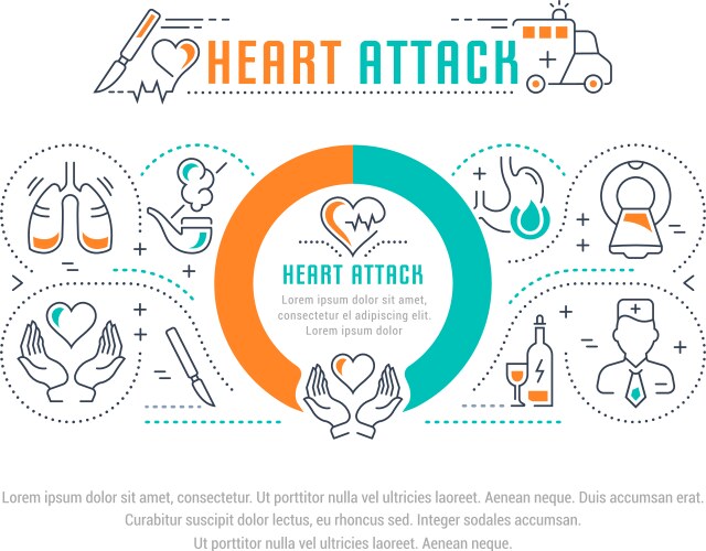 Common heart attack warning signs design Vector Image