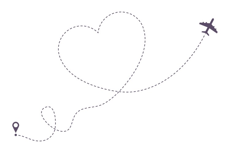 Plane way icon airplane big amplitude waves path Vector Image