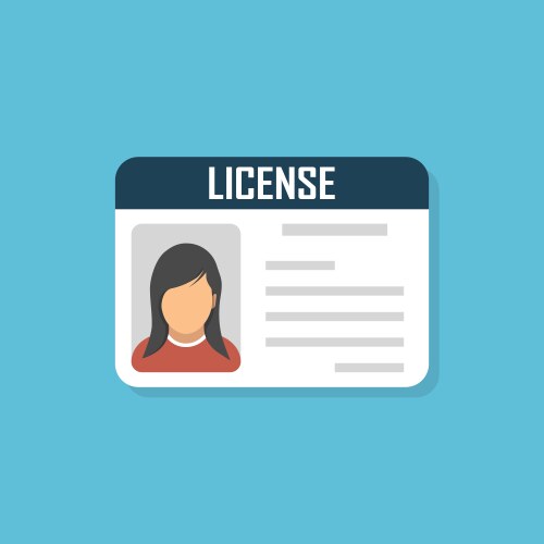 Driver license icon in flat style id card on Vector Image
