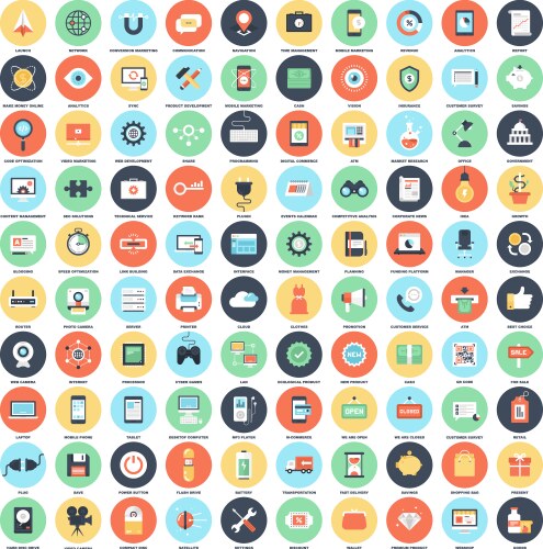 100 sticker icons Royalty Free Vector Image - VectorStock