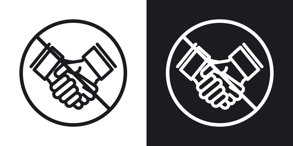 No handshake sign icon set forbidden shake hand Vector Image