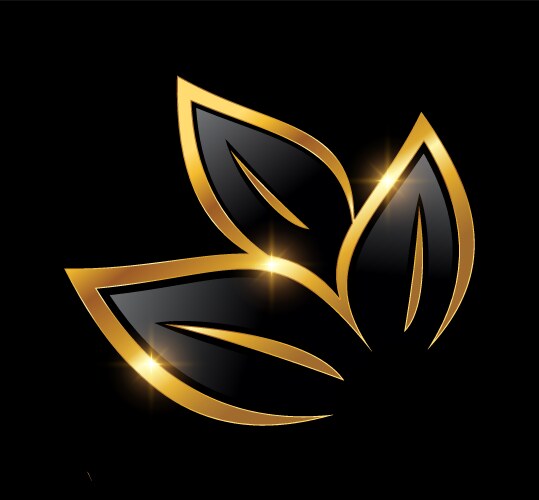 Golden leaf logo icon Royalty Free Vector Image