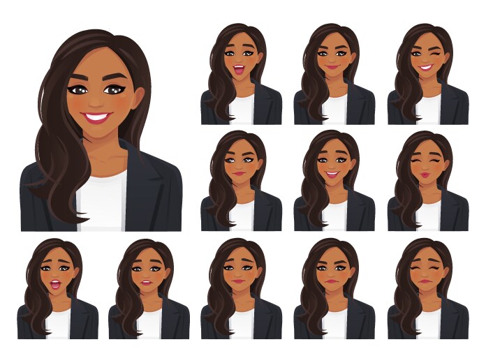 Woman expressions set Royalty Free Vector Image