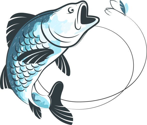Jumping Zander Fish Royalty Free Vector Image - VectorStock