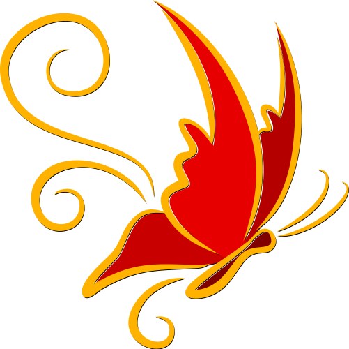 Butterfly red heart logo symbol Royalty Free Vector Image