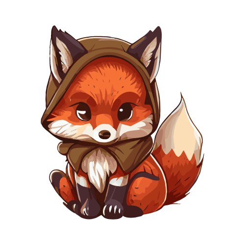 Realistic cartoon fox isolated on white Royalty Free Vector