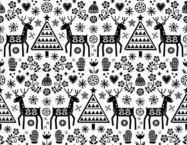 Winter folk art seamless pattern christmas Vector Image