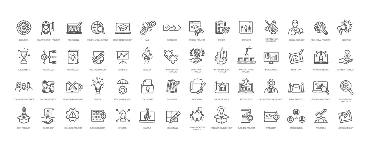 Finance and business line icons collection big ui Vector Image