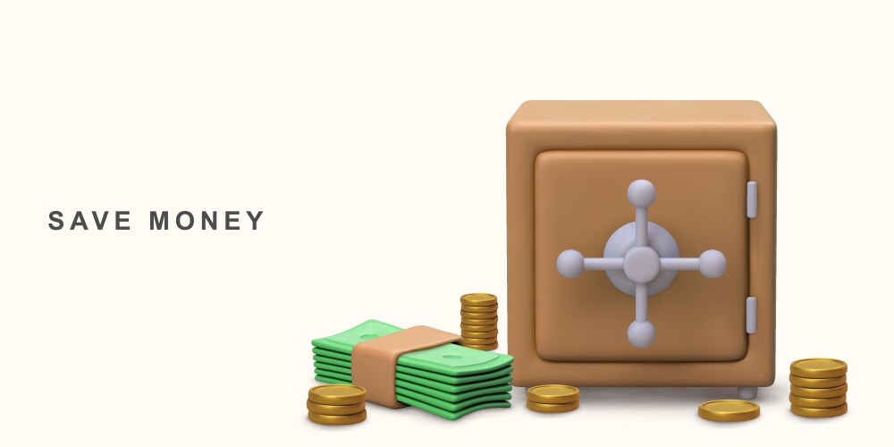 3d realistic cash and flyaning coins money saving Vector Image