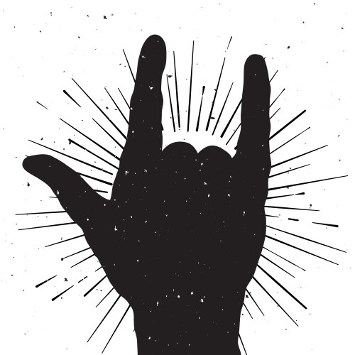 Grunge Hand Signs - Peace, Rock & Indication Vector Image