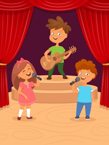 Children wearing costume on stage Royalty Free Vector Image
