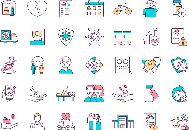 Reproductive health rgb color icons set Royalty Free Vector