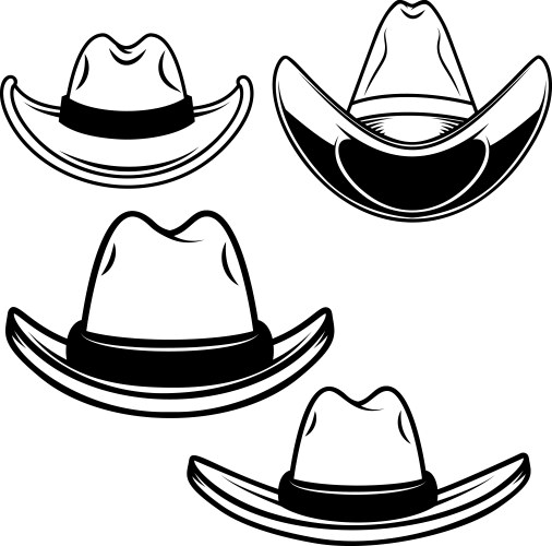 Cowboy hat set american traditional western Vector Image