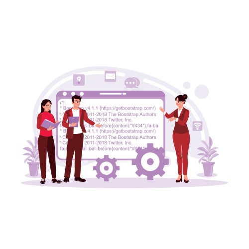 Software developers concept female programmer Vector Image