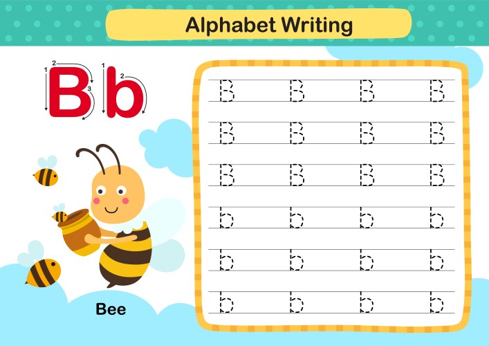 Alphabet b with bee Royalty Free Vector Image - VectorStock