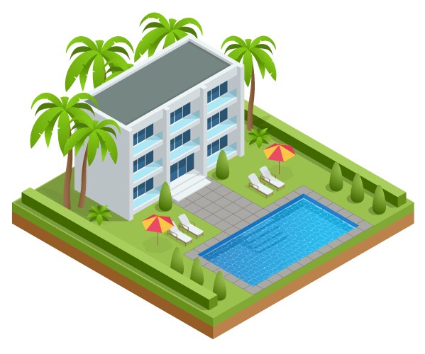 Swimming pool indoor isometric composition Vector Image