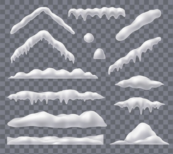 Snow caps snowballs set snowdrifts collection Vector Image