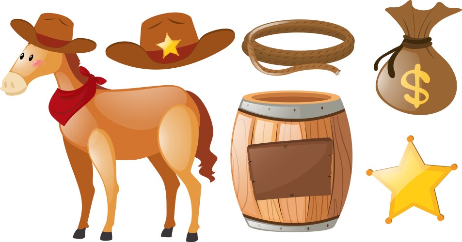 Cowboy elements set Royalty Free Vector Image - VectorStock