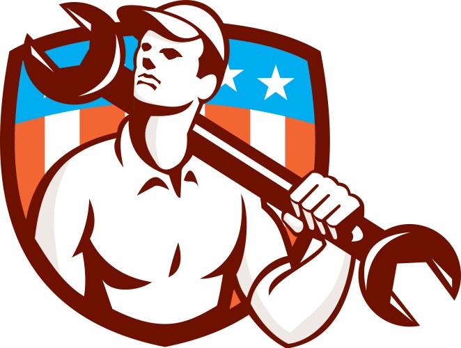 Man with Wrench on Shoulder Vector Images (56)