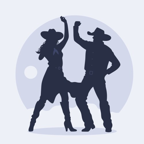 Hand drawn dancing cowboy silhouette Royalty Free Vector