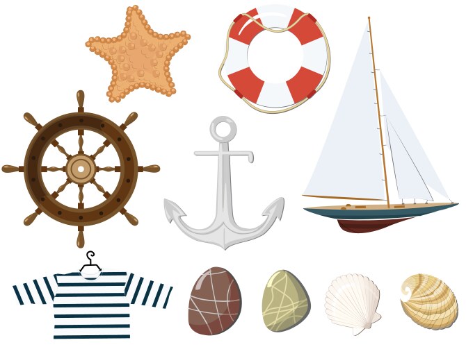 Set of nautical design elements Royalty Free Vector Image