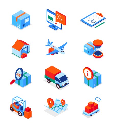 Logistics isometric set Royalty Free Vector Image