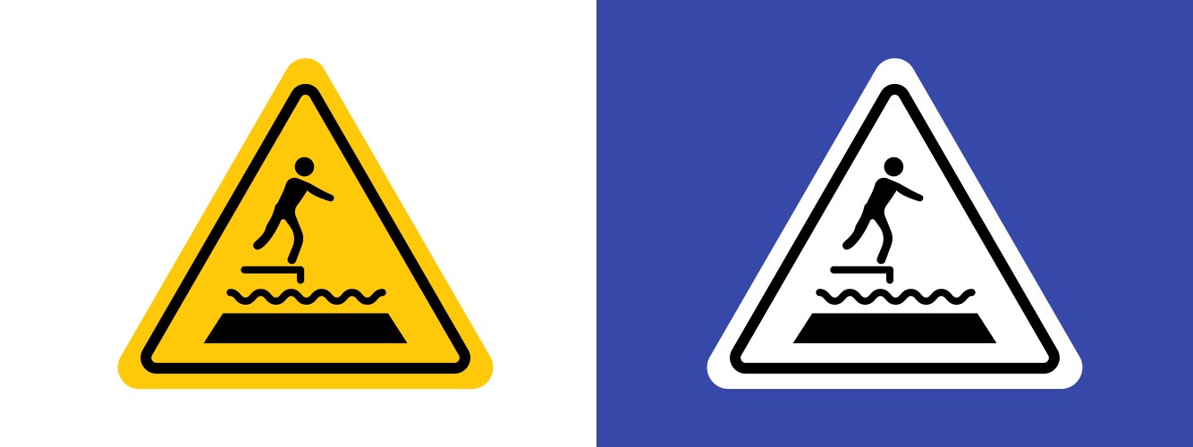 Warning deep water logo sign outline Royalty Free Vector
