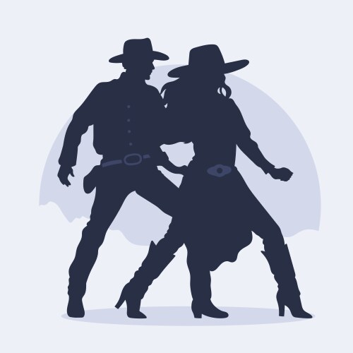 Hand drawn dancing cowboy silhouette Royalty Free Vector