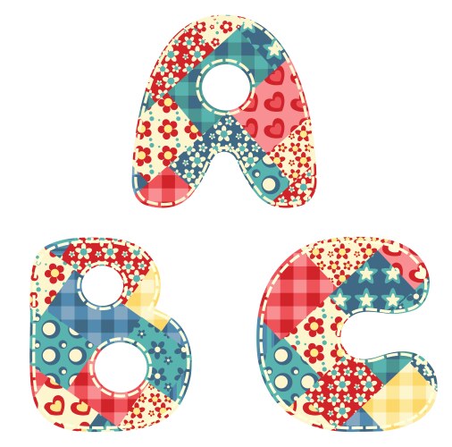 Vintage patchwork alphabet Royalty Free Vector Image