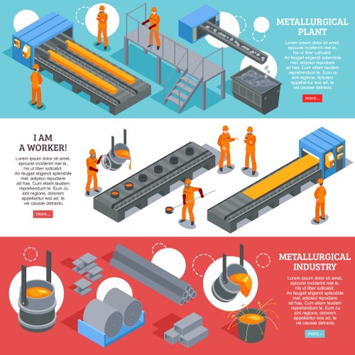 Steel industry isometric set Royalty Free Vector Image