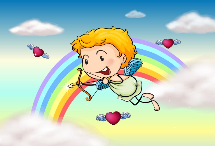 Cupid angel thinking in arrow Royalty Free Vector Image