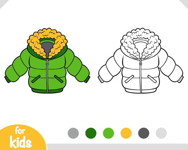 Coloring book girls parka jacket Royalty Free Vector Image