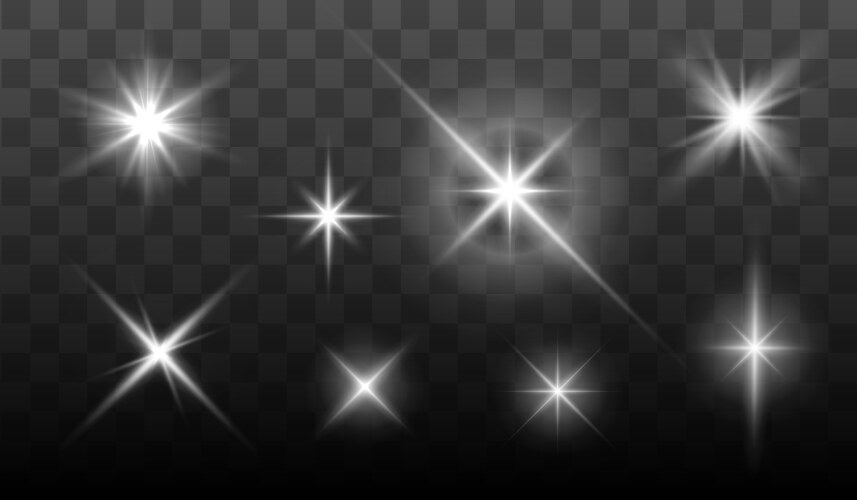 Shine glowing stars shining sparks Royalty Free Vector Image