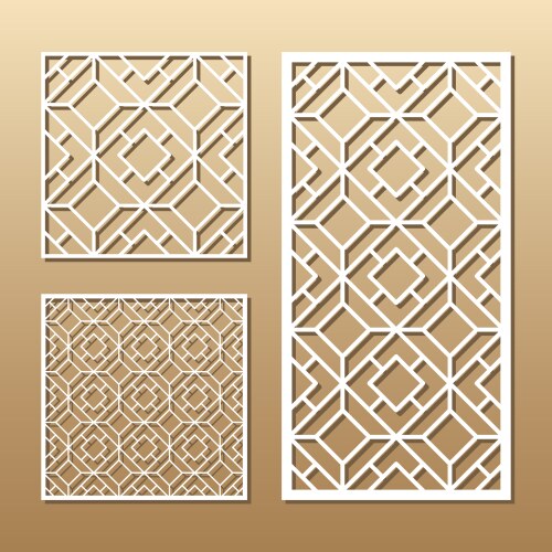 Set of die cut card laser cutting panels cutout Vector Image
