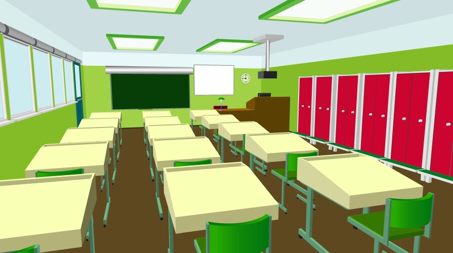 School classroom interior Royalty Free Vector Image