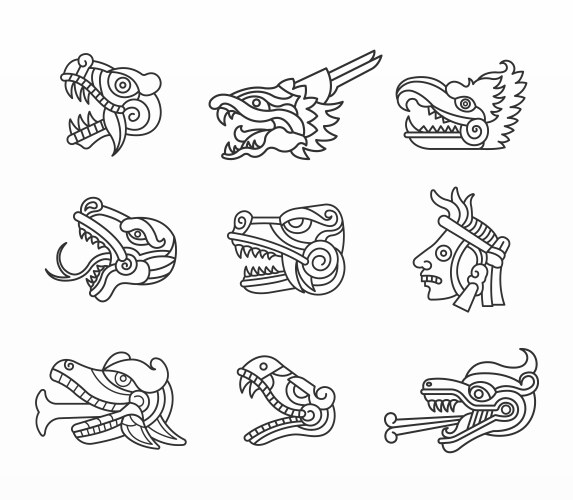 Aztec set Royalty Free Vector Image - VectorStock