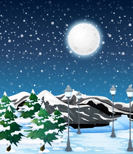 Seamless cartoon winter night landscape Royalty Free Vector