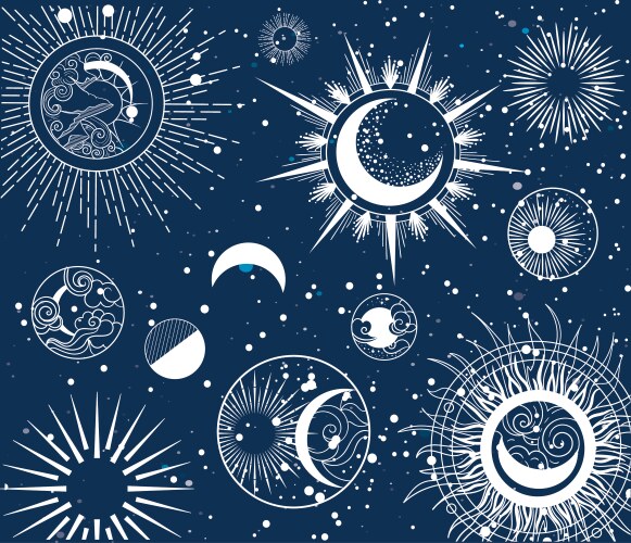 Moon phases realistic Royalty Free Vector Image