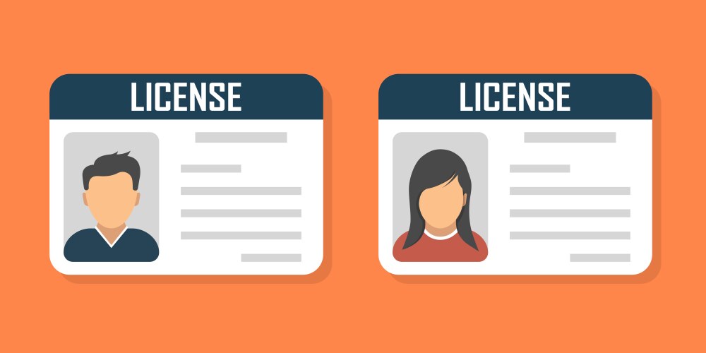 Driver license icon in flat style identification Vector Image