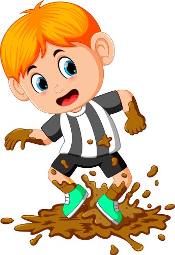 Kids playing in mud Royalty Free Vector Image - VectorStock