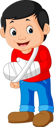 Cartoon little boy with broken arm Royalty Free Vector Image
