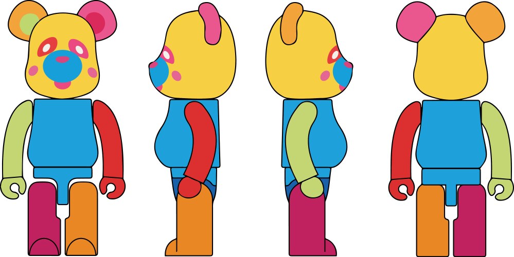 Pink bear brick constructor figurines Royalty Free Vector