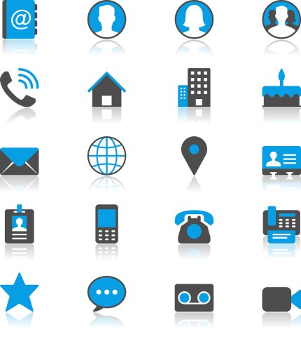Contact flat color icons Royalty Free Vector Image