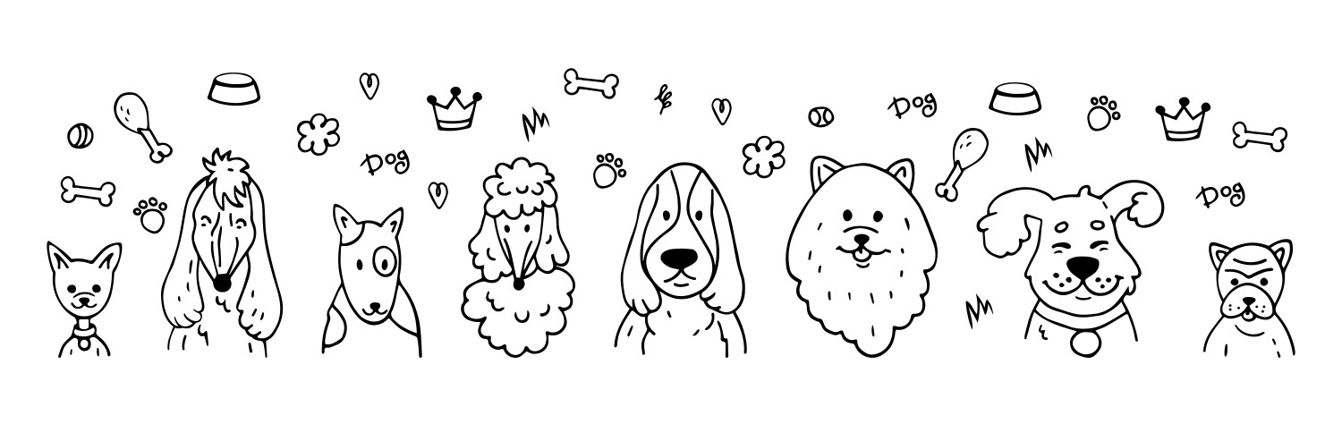 Cute funny dog puppy faces collection isolated Vector Image