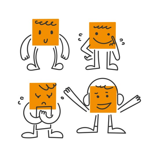 Hand drawn doodle square shape character gesture Vector Image