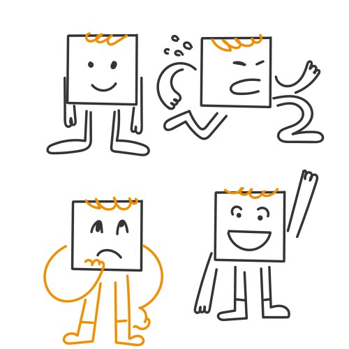 Hand drawn doodle square shape character gesture Vector Image
