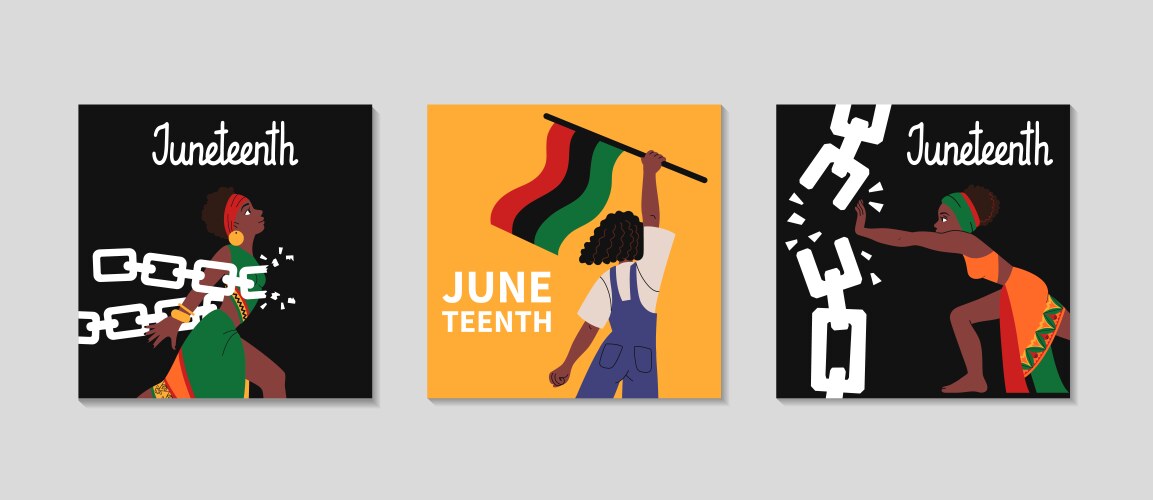Juneteenth celebration cards set greeting square Vector Image